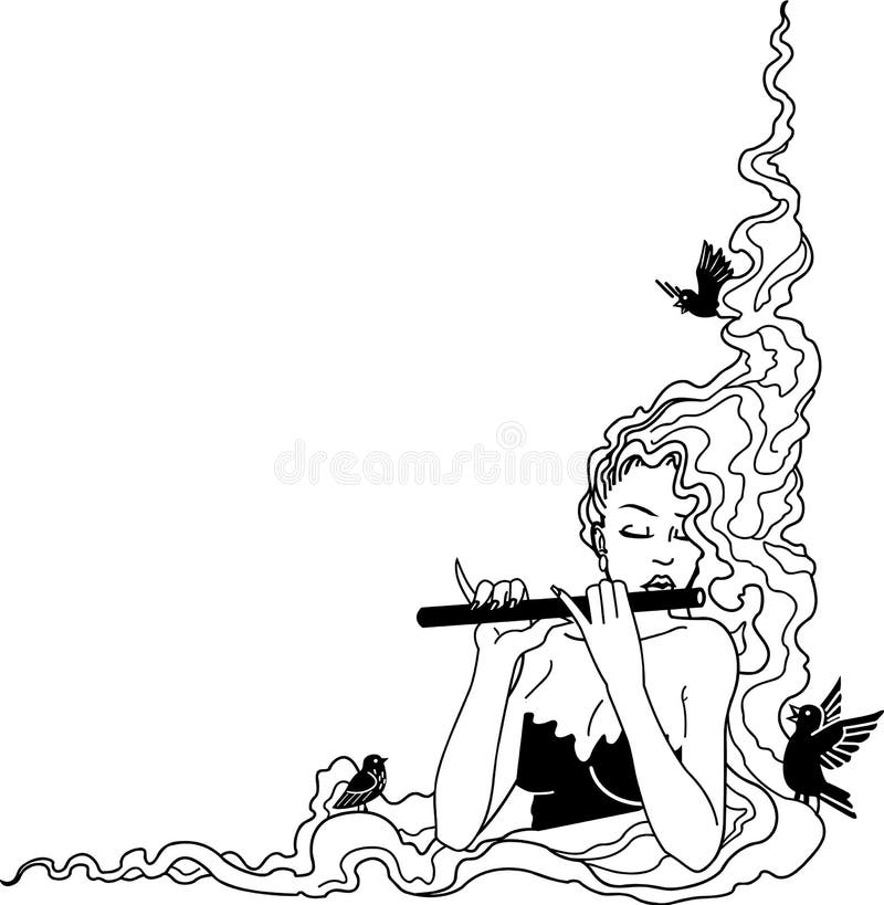 Flute Player Illustration stock vector. Illustration of flute - 133491404