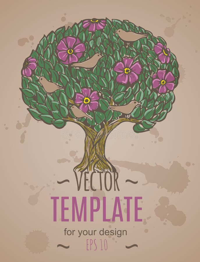Vector Illustration of the Flyer, Brochure or Template Design with Tree ...