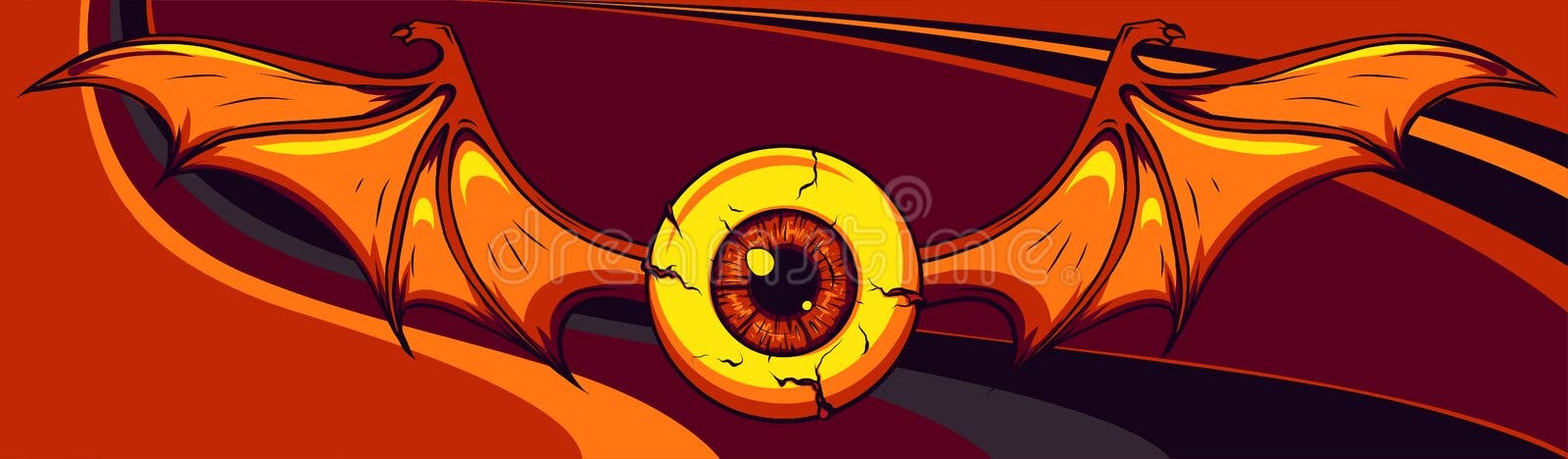 Red Flying Eyeball, Vector Illustration of Flying Human Eyeball with ...