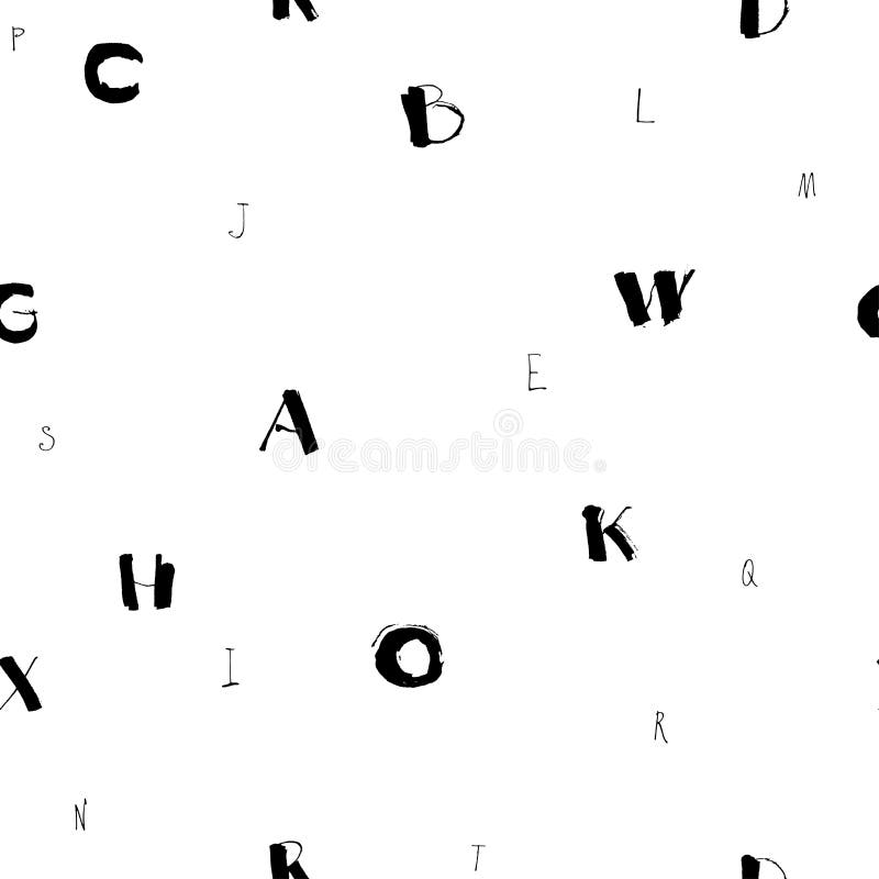Vector Illustration Flying Letters Seamless Hand Drawn Pattern. Black ...