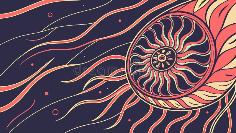Nautilus Shell Abstract Vector Illustration Marine Life Art, Vector ...
