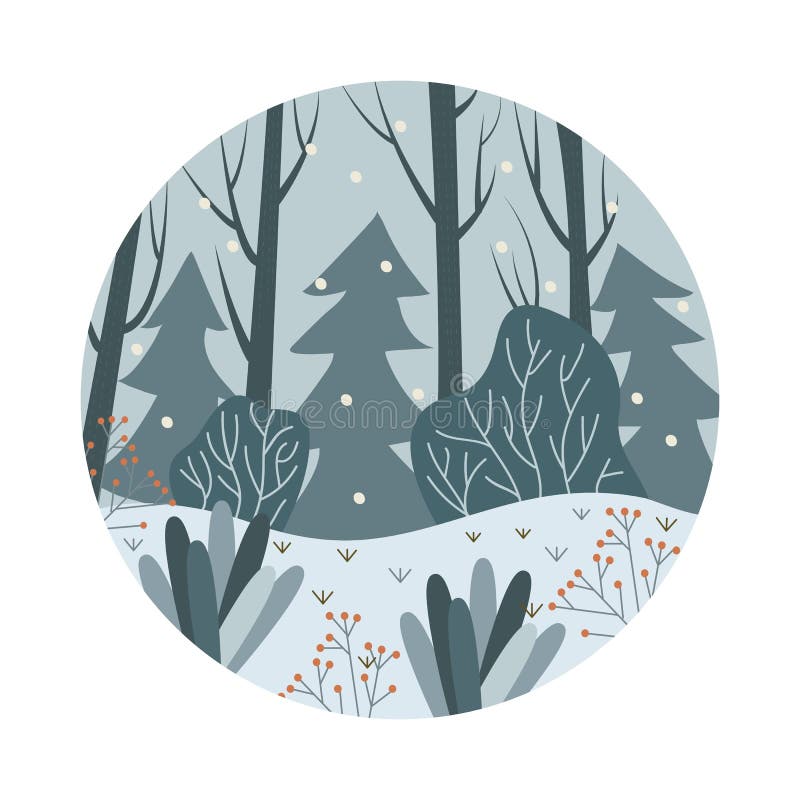 Forest Round Frame with Owls, Spruce and Fir Cones Stock Vector ...