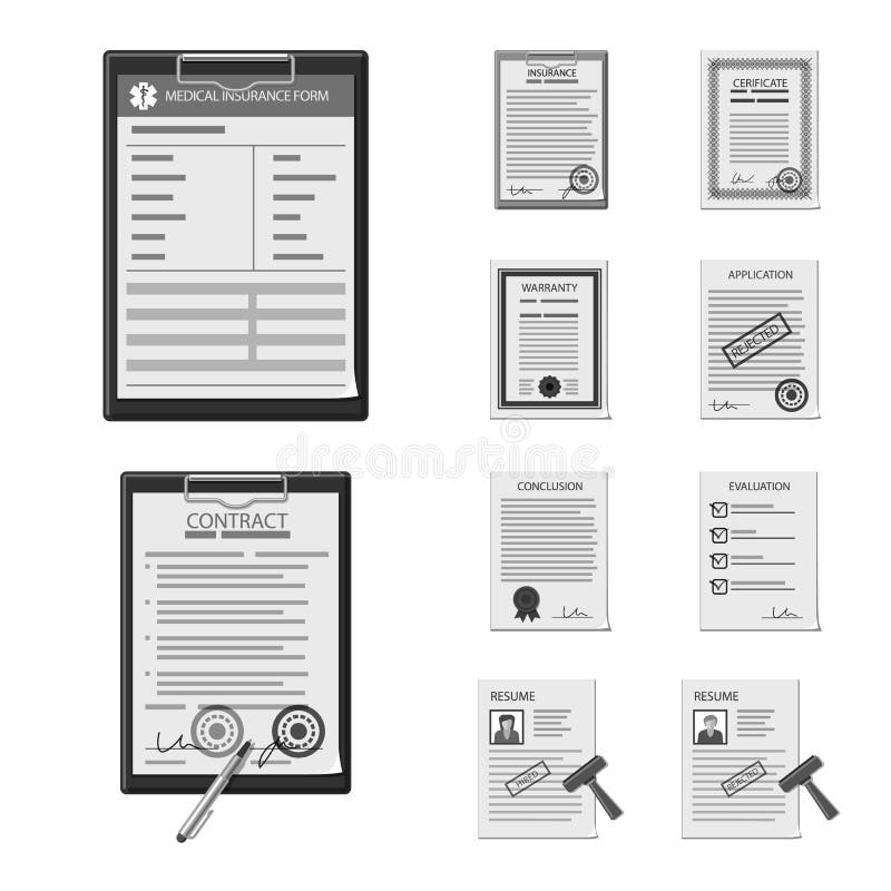Vector Design of Form and Document Logo. Collection of Form and Mark ...