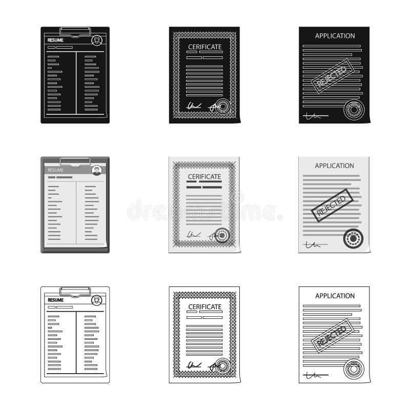 Vector Design of Form and Document Sign. Set of Form and Mark Stock ...