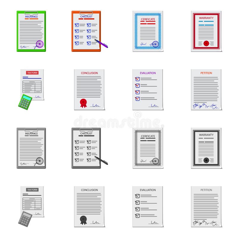 Vector Design of Form and Document Sign. Collection of Form and Mark ...