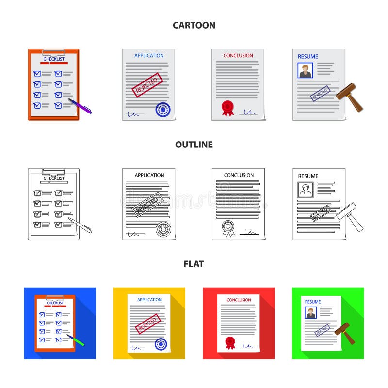 Vector Illustration of Form and Document Sign. Set of Form and Mark ...