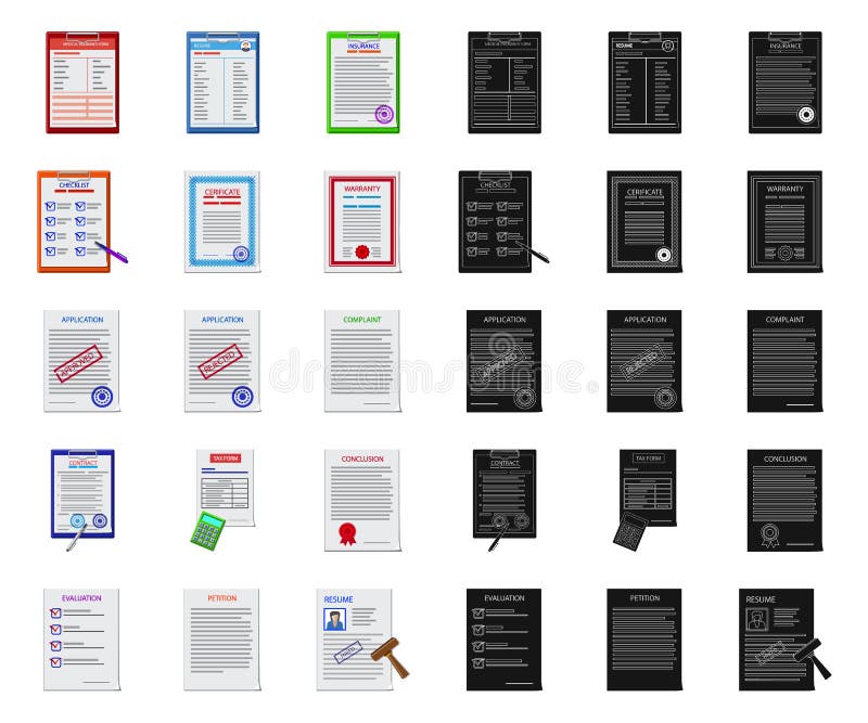 Vector Illustration of Form and Document Symbol. Collection of Form and ...