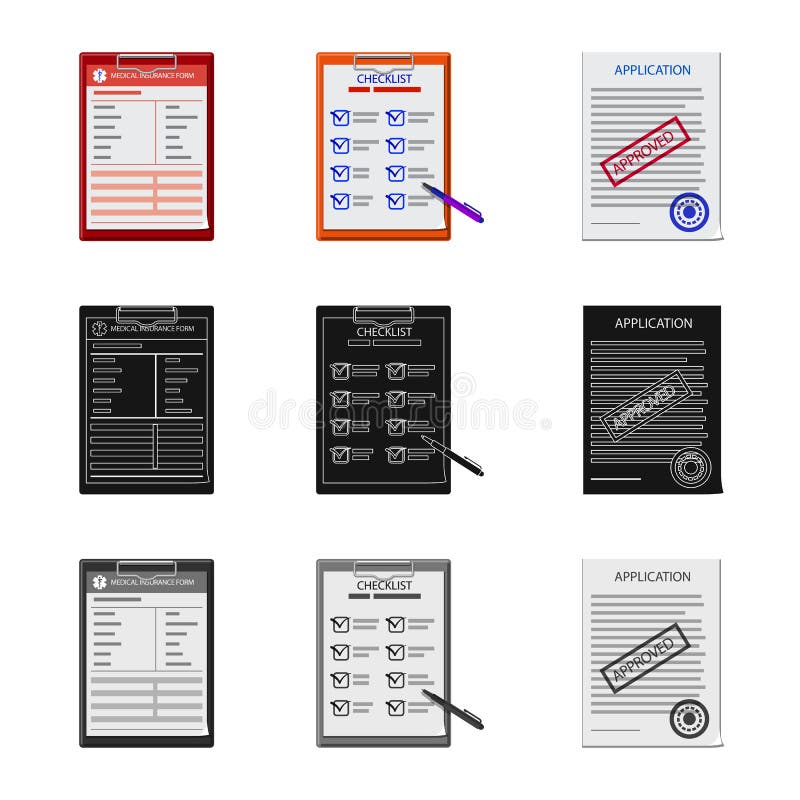 Vector Illustration of Form and Document Symbol. Set of Form and Mark ...