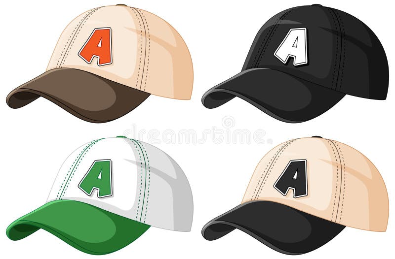Vector Illustration of Four Baseball Caps Stock Illustration ...