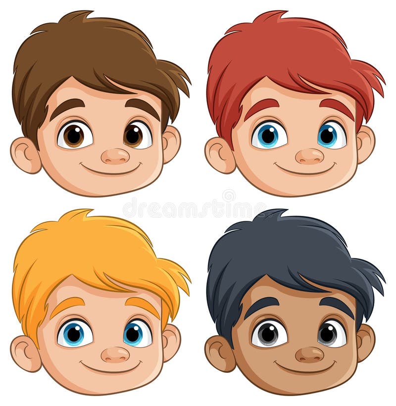 Vector Illustration of Four Boys Stock Vector - Illustration of cute ...