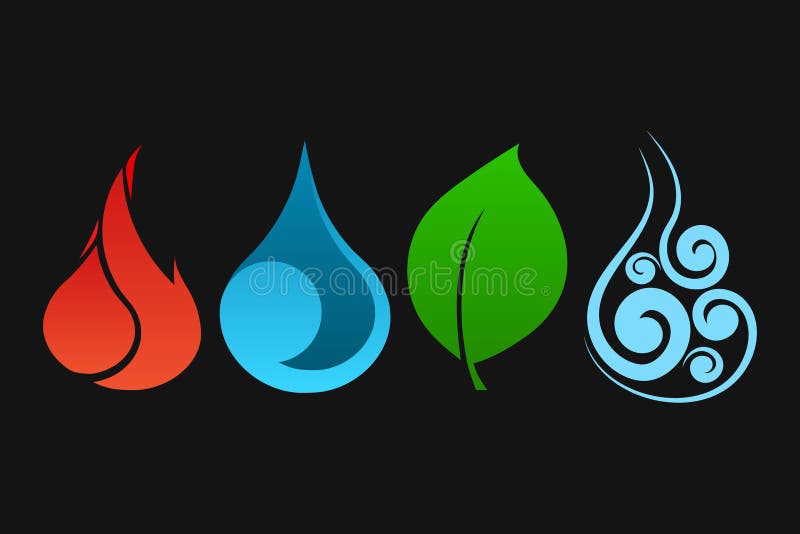 Illustration of Four Elements Design Set. Vector. Stock Vector ...