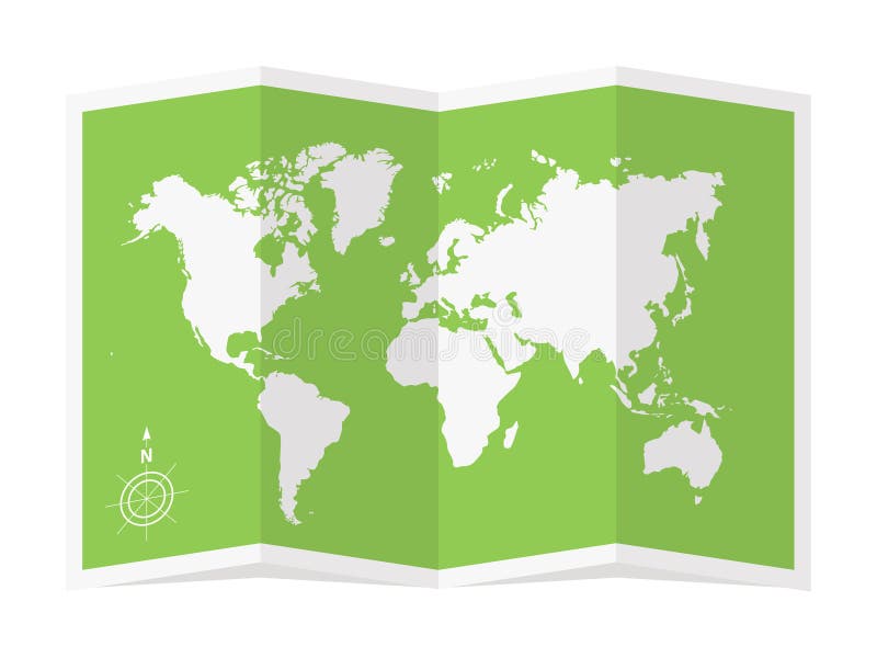 Illustration of Four-fold World Map Stock Vector - Illustration of ...