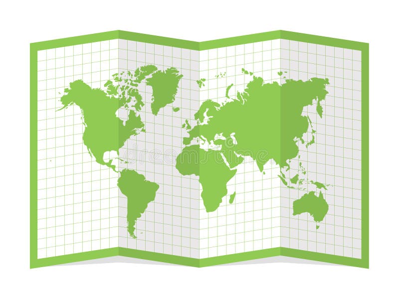 Illustration of Four-fold World Map Stock Vector - Illustration of fold ...
