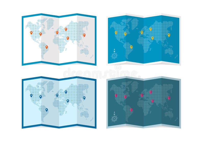 Vector Illustration of Four-fold World Map Stock Vector - Illustration ...