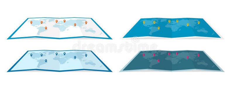 Vector Illustration of Four-fold World Map Stock Vector - Illustration ...