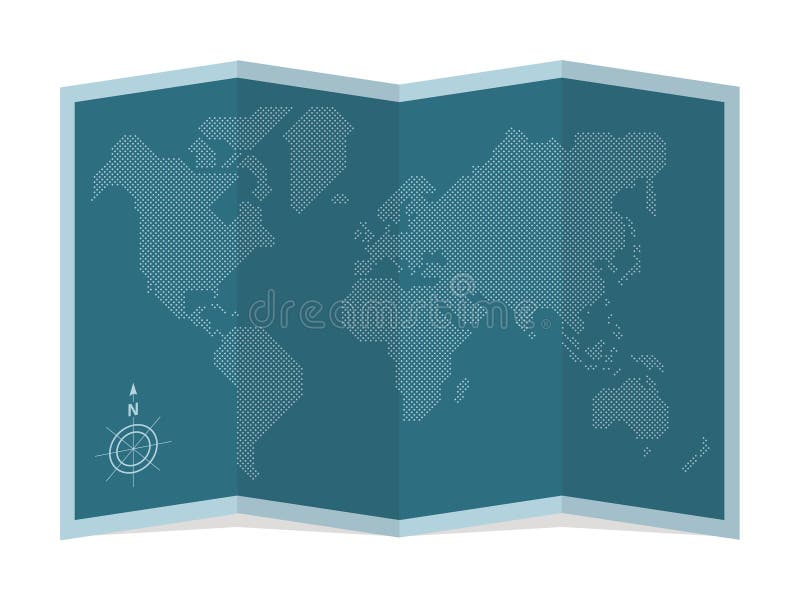 Vector Illustration of Four-fold World Map Stock Vector - Illustration ...