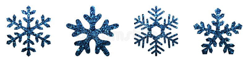 Set of Four Sparkling Blue Snowflake Designs Stock Illustration ...