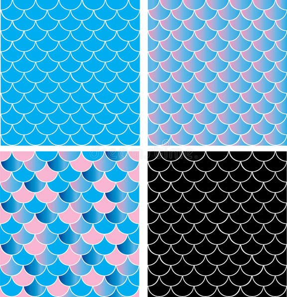 Vector Illustration of Four Mermaid Patterns. Stock Vector ...