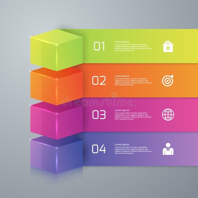 Vector Illustration of Four Options Infographics 3d Cube Stock Vector ...
