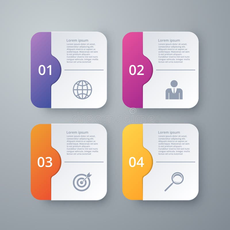Vector Illustration of Four Square Infographics Stock Vector ...