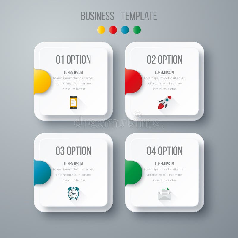 Vector Illustration of Four Square Infographics Stock Vector ...