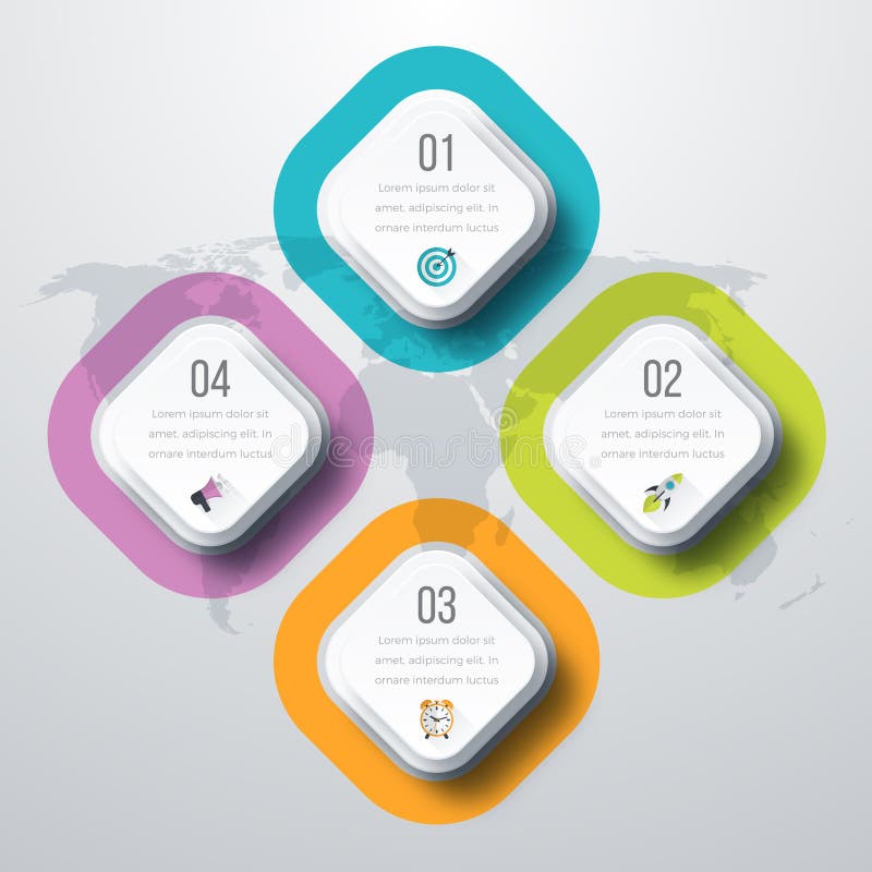 Vector Illustration of Four Square Infographics Stock Vector ...