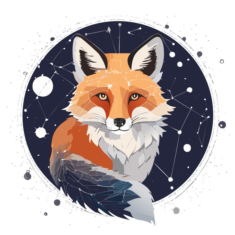Vector Illustration of a Fox in the Moonlight Stock Vector ...
