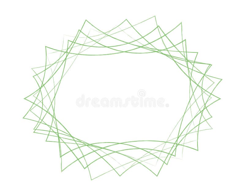Vector Illustration of Frame with Abstract Green Colored Waves Lines on ...