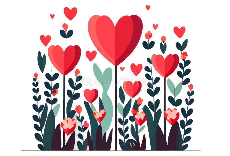 Vector Illustration of Frame Background with Heart Spring Concept Stock ...