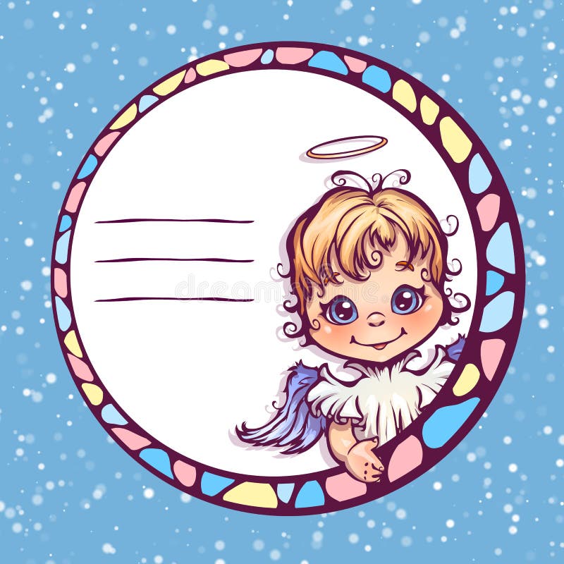 Vector Illustration of Frame with Cute Angel Stock Vector ...