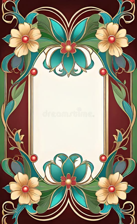Vector Illustration, Frame with Floral Pattern in Retro Vintage Style ...