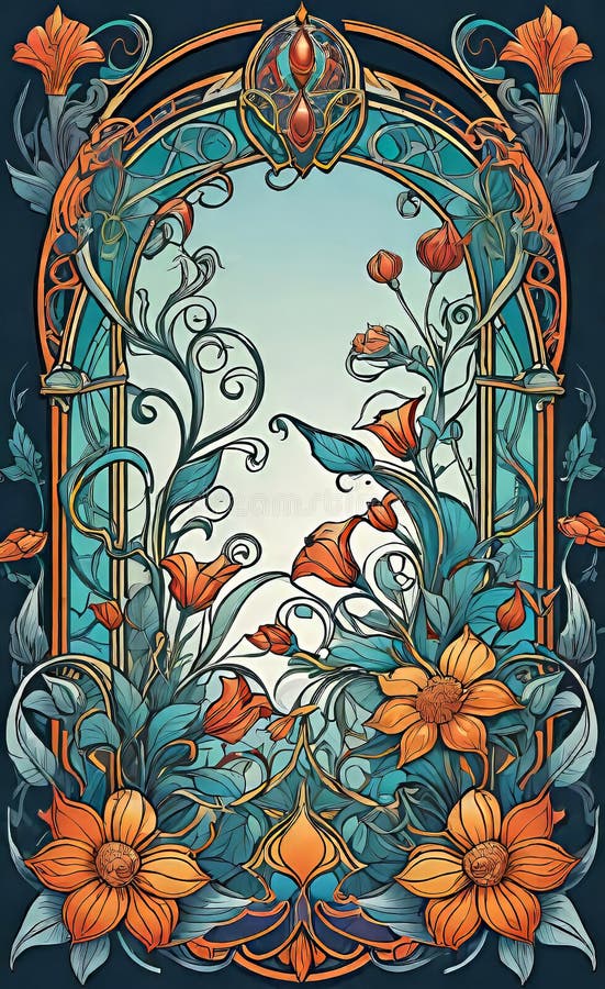 Vector Illustration, Frame with Floral Pattern in Retro Vintage Style ...
