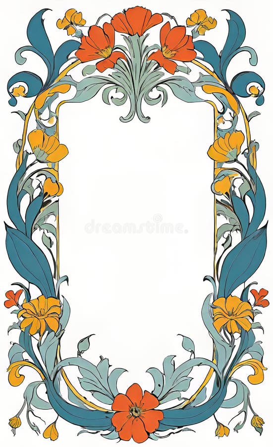 Vector Illustration, Frame with Floral Pattern in Retro Vintage Style ...
