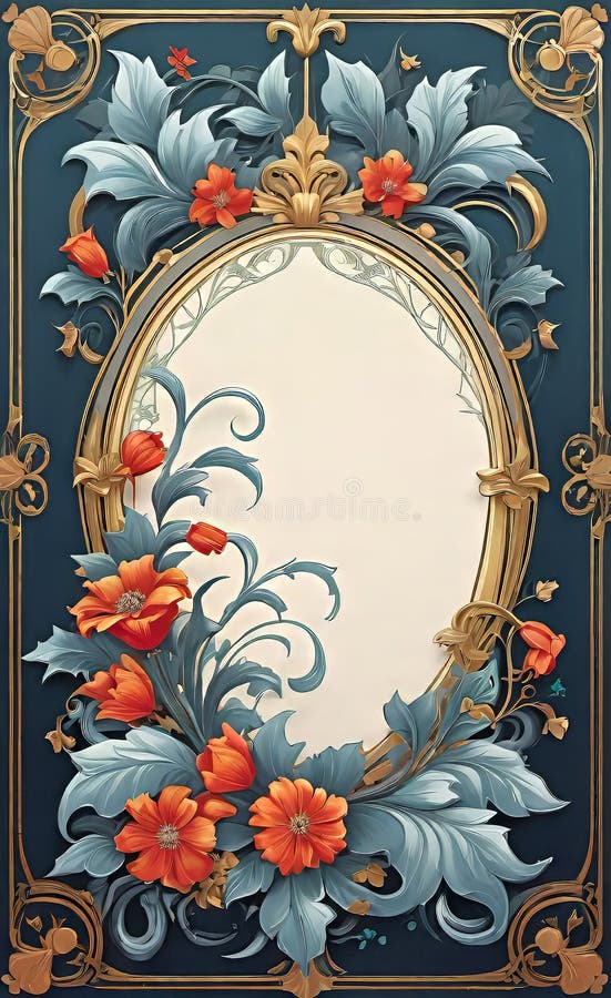 Vector Illustration, Frame with Floral Pattern in Retro Vintage Style ...