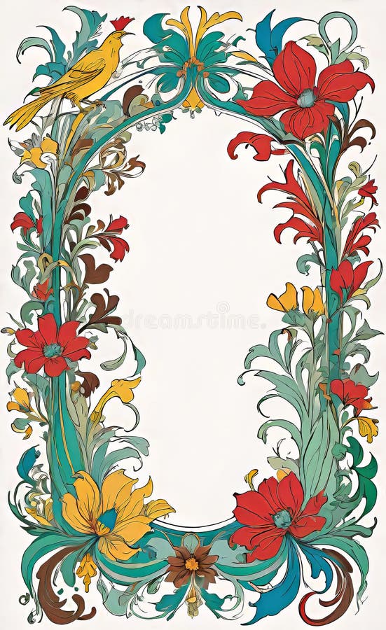 Vector Illustration, Frame with Floral Pattern in Retro Vintage Style ...