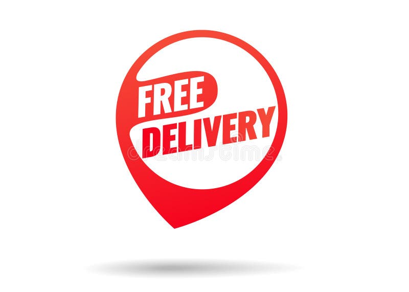 Vector Illustration Free Shipping. Free Delivery. Red and White Circle ...
