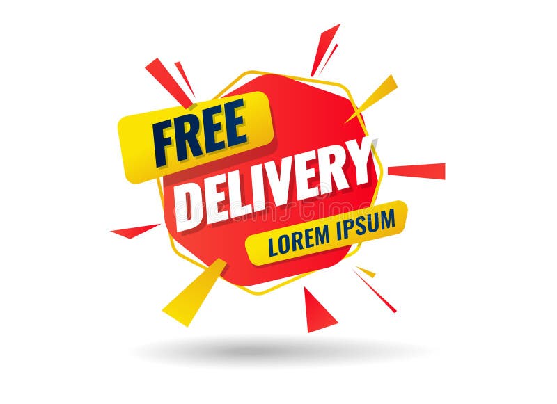 Vector Illustration Free Shipping. Free Delivery. Red and White Circle ...
