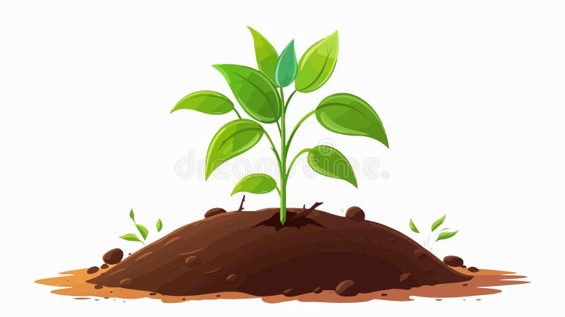 Vector Illustration of Fresh Sapling with Green Leaves Stock Vector ...