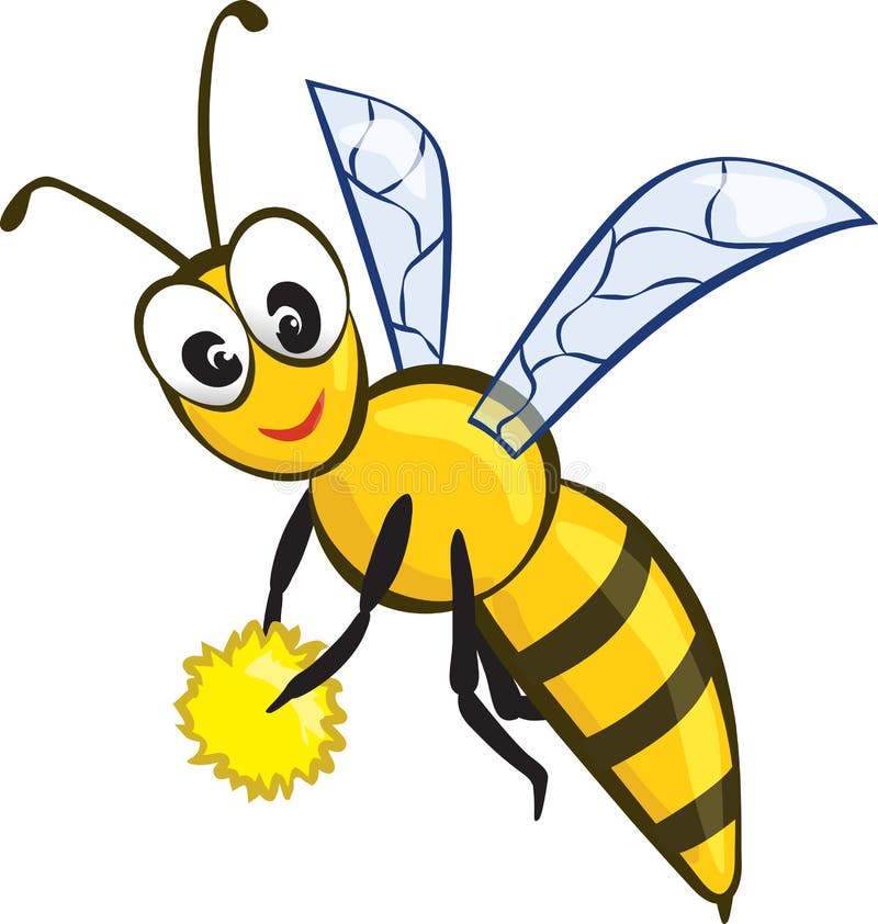 Vector Illustration of a Friendly Cute Bee Flying and Smiling Stock ...