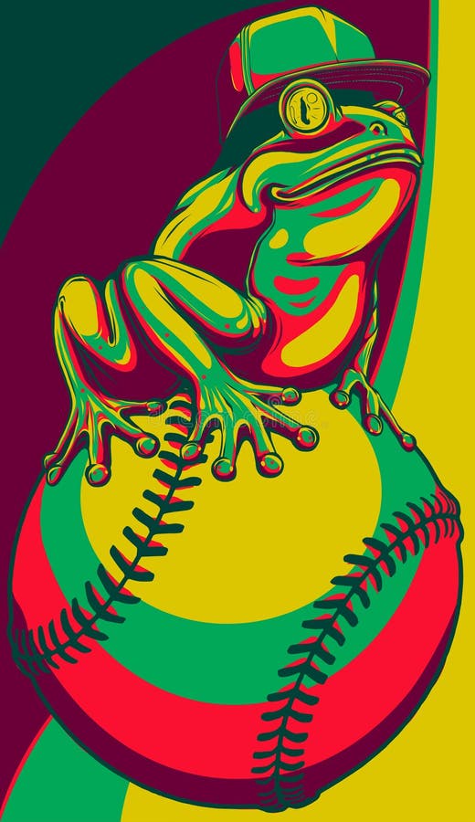 Vector Illustration of Frog on Baseball Ball. Stock Illustration ...