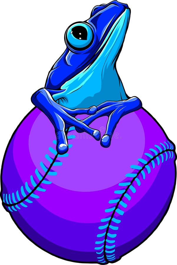 Vector Illustration of Frog on Baseball Ball. Digital Hand Draw Stock ...