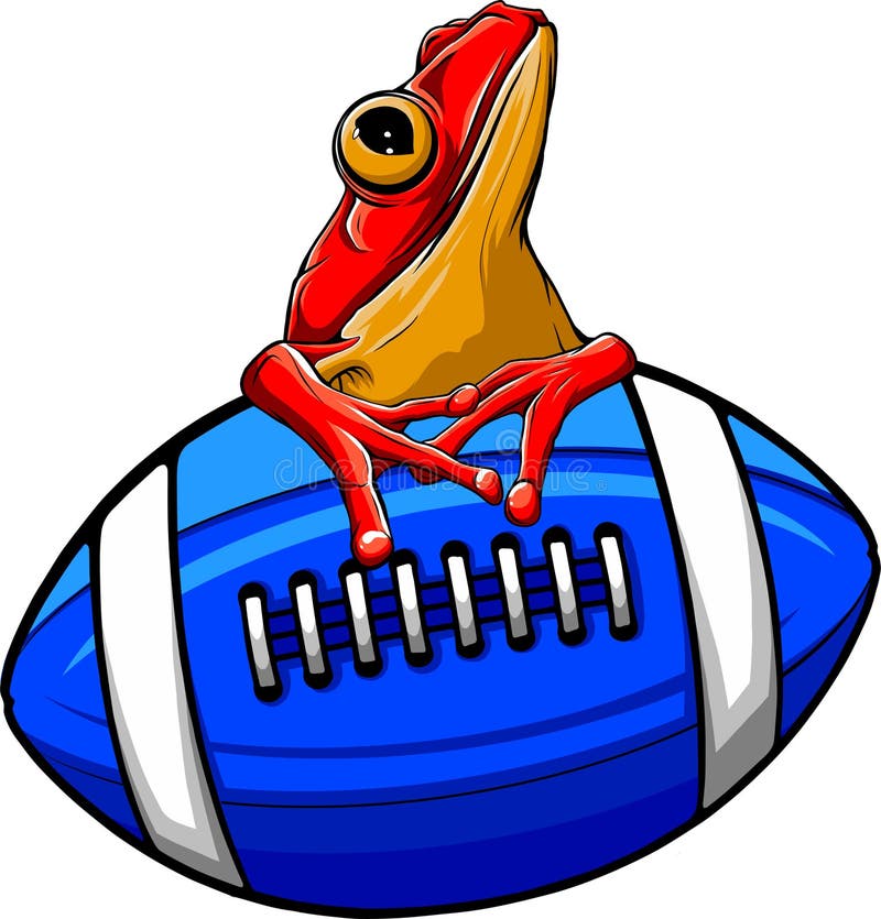 Vector Illustration Frog Mascotte on a Rugby Ball Digital Hand Draw ...