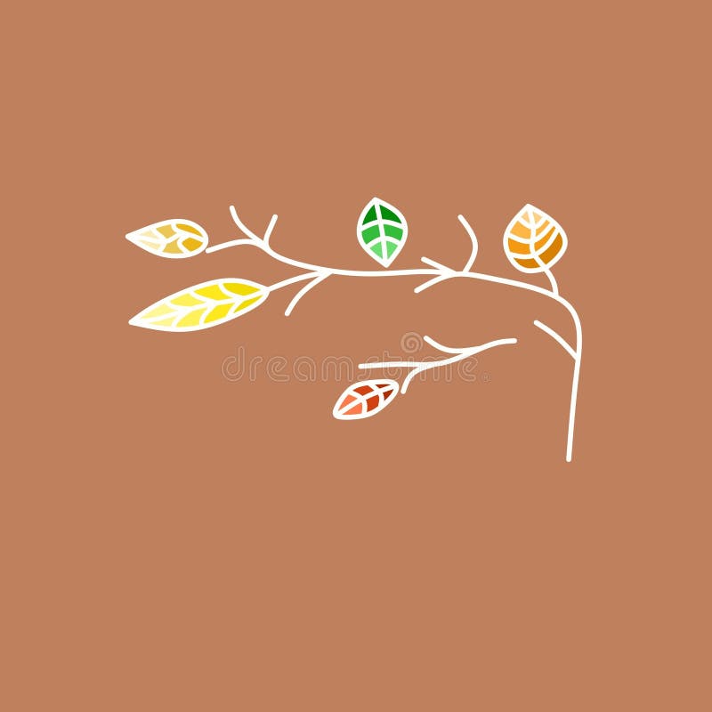 Vector Illustration, Full Color Leaf with Branches Curved Shape Stock ...