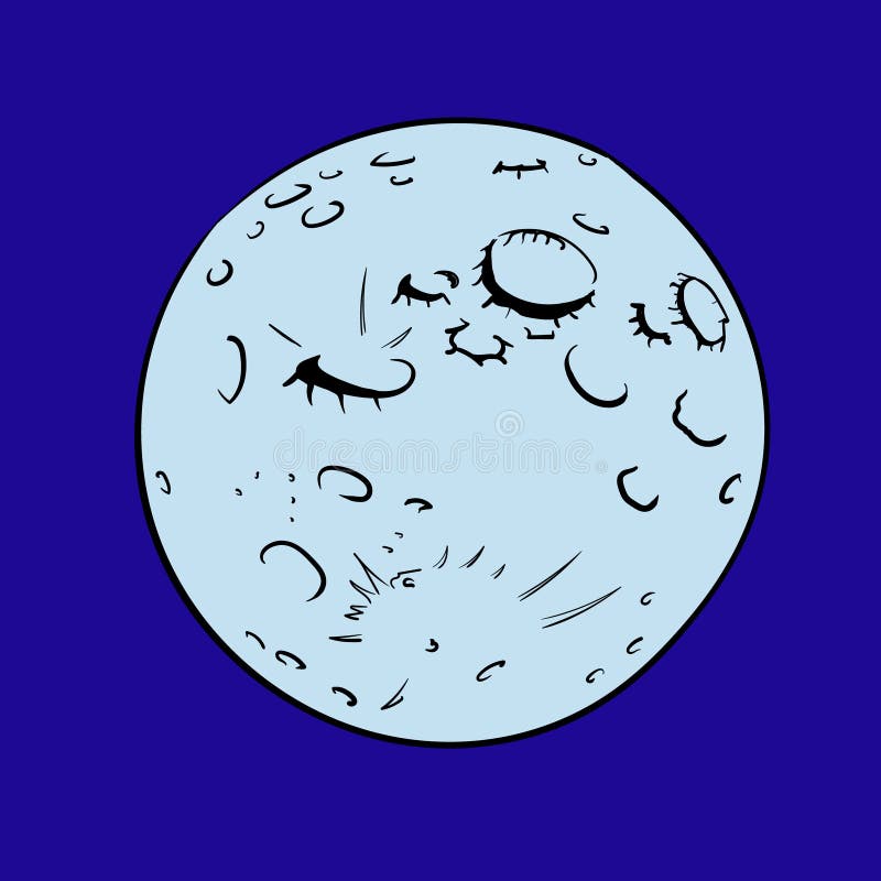 Full Moon with Craters. Vector Illustration Hand Drawn Stock Vector ...