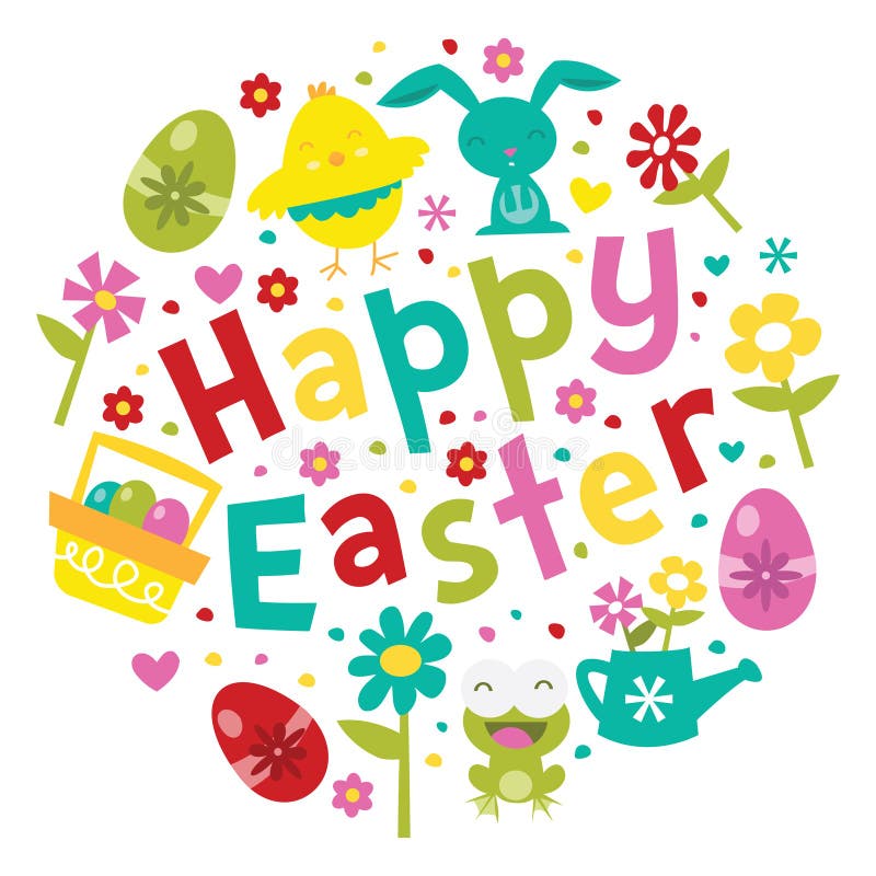 Happy Easter Spring Love Phrase Stock Vector - Illustration of vector ...