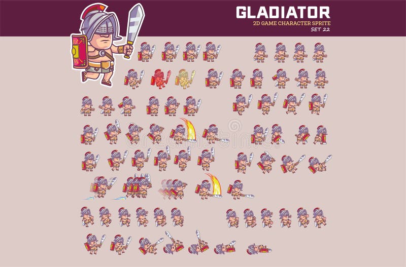 Roman Soldier Game Sprite stock vector. Illustration of guard - 55907821