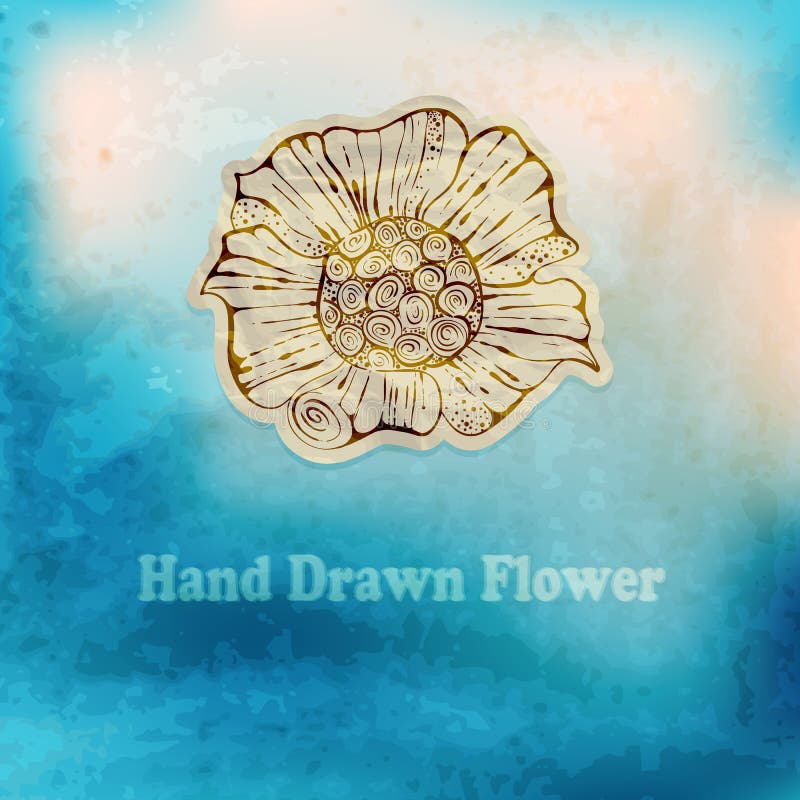 Vector Illustration with a Funky Flower on Watercolor Background Stock ...