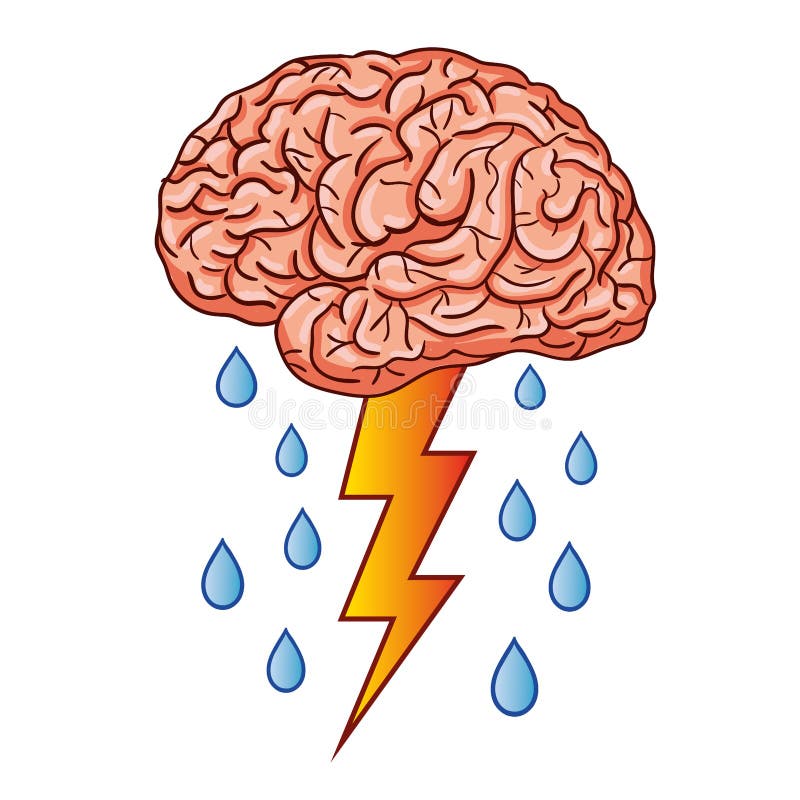 Brainstorm. Funny Hand Drawn Illustration of Brainstorming Process ...