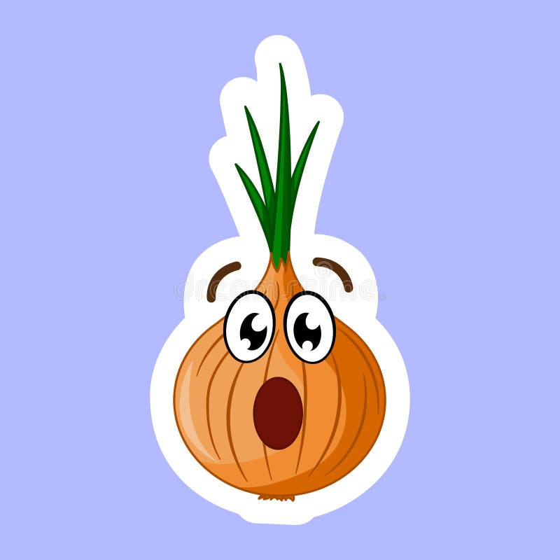 The Face of a Surprised Onion. Sticker Design. Stock Vector ...