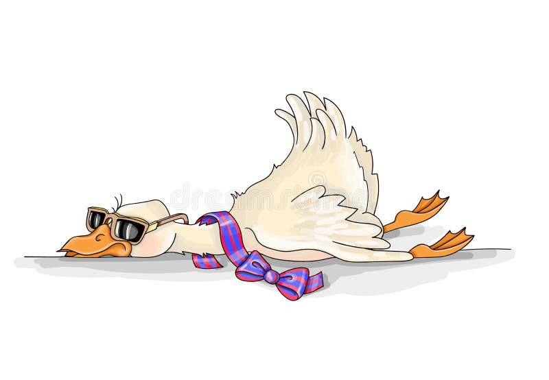 Vector Illustration. Funny Cute Bird Goose Resting with Glasses Stock ...